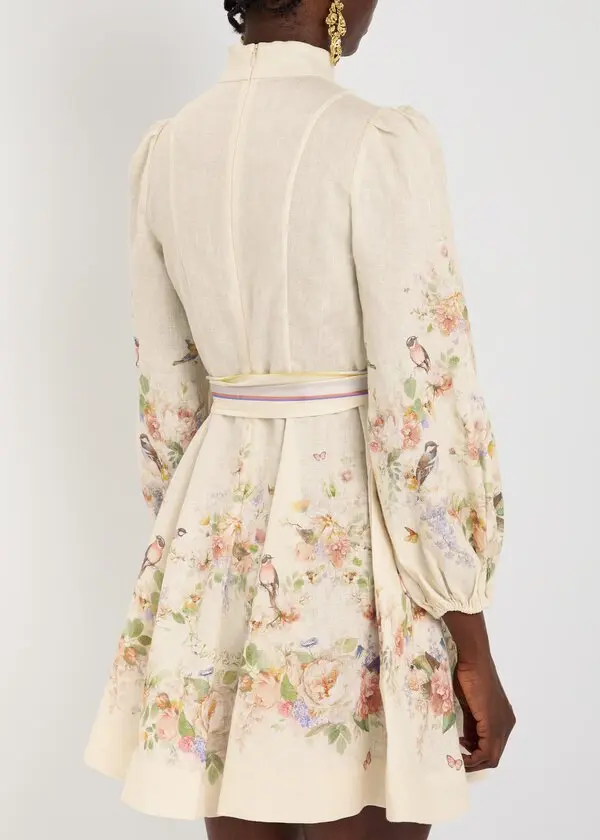 Zimmermann Valiant Printed Linen Mini Dress