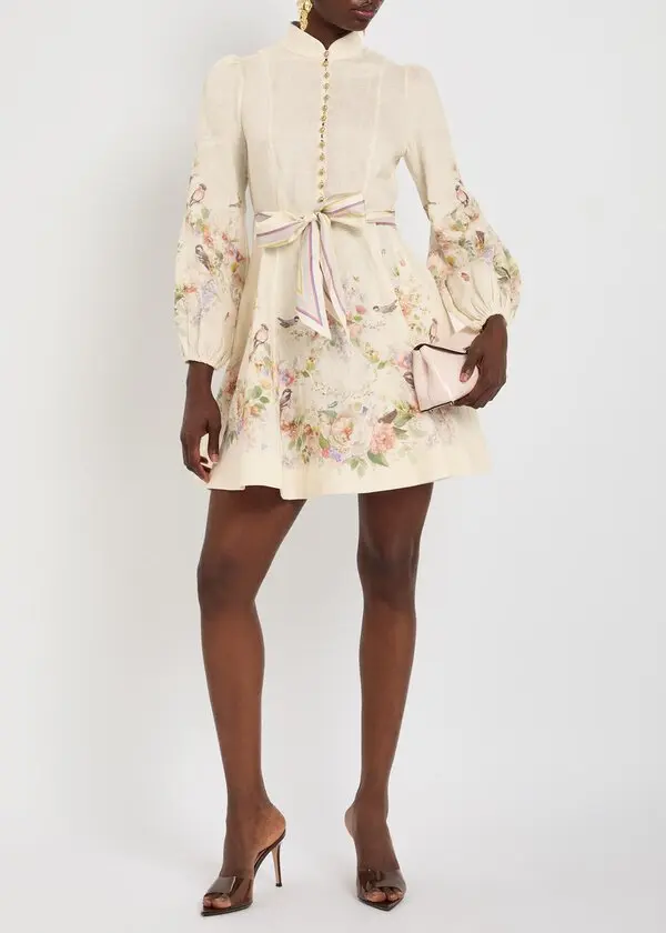Zimmermann Valiant Printed Linen Mini Dress