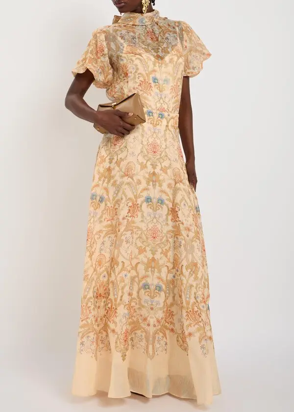 Zimmermann Valiant Bubble Printed Linen And Silk-blend Blouse