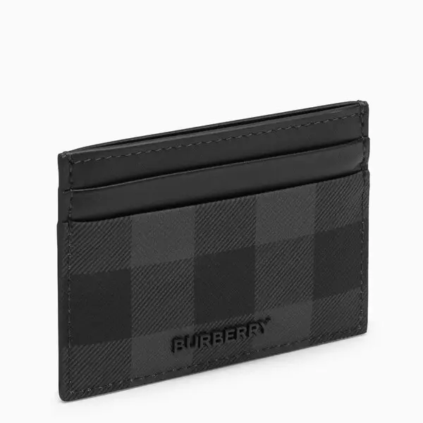 Burberry Mini Sandon Card Holder In Leather - Charcoal