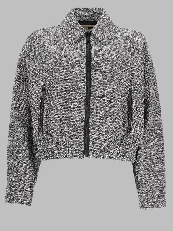 Michael Kors Textured Zip-front Cropped Jacket - Multicolour