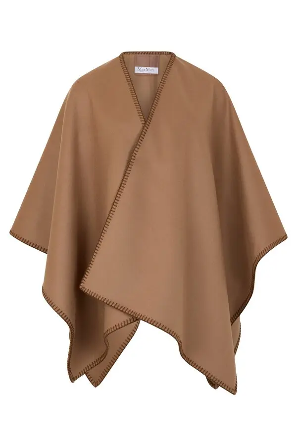 Max Mara Classic Cape Poncho In Virgin Wool