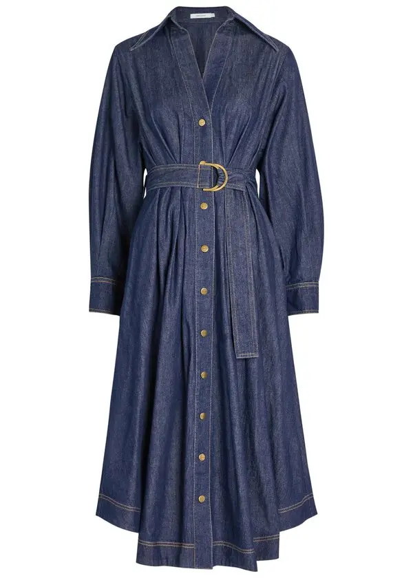 Zimmermann Belted Denim Midi Shirt Dress