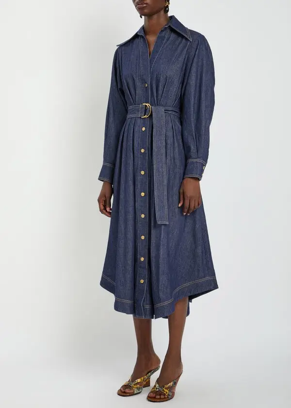 Zimmermann Belted Denim Midi Shirt Dress