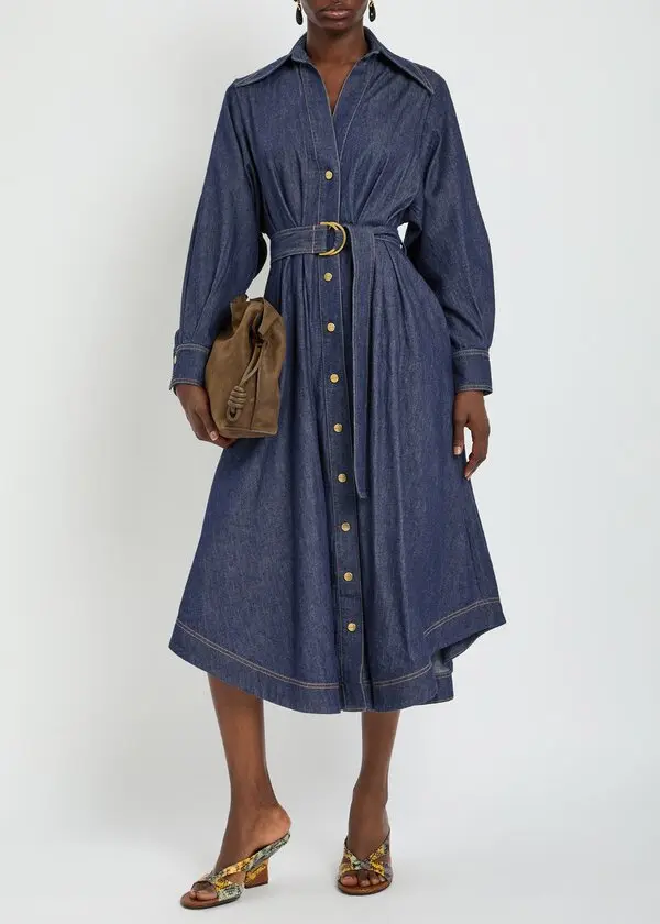Zimmermann Belted Denim Midi Shirt Dress