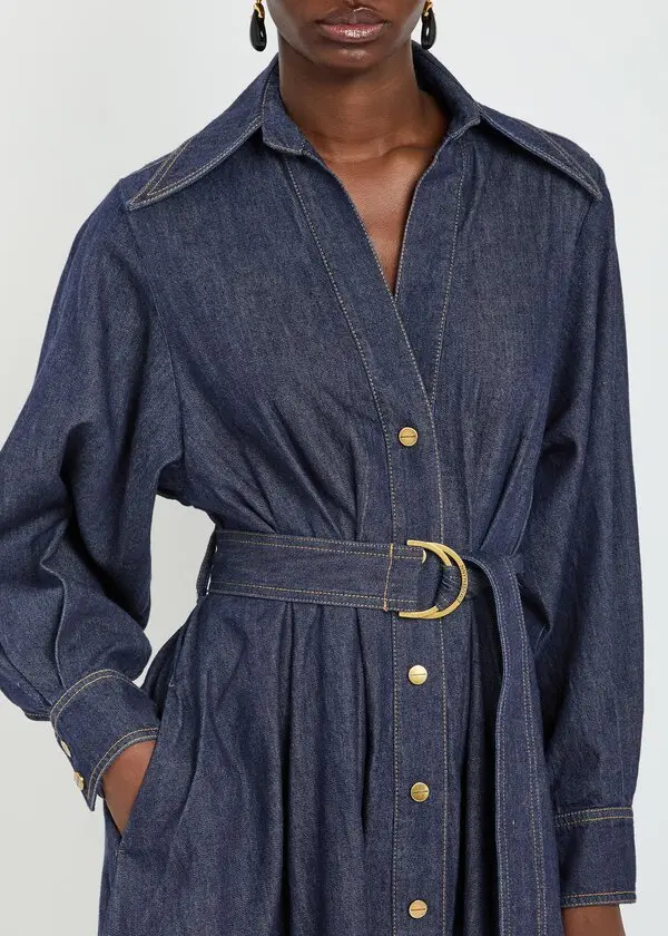 Zimmermann Belted Denim Midi Shirt Dress