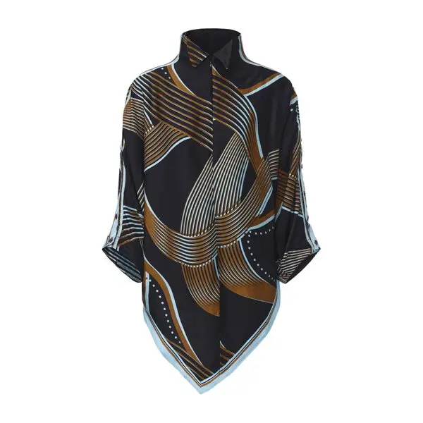 FRONT ROW SHOP Geometric Print Satin Blouse