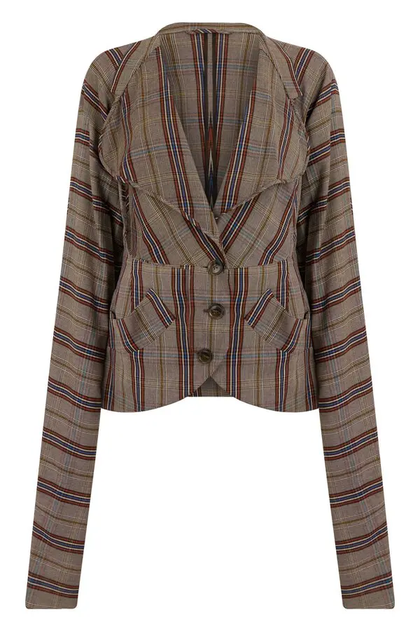 VIVIENNE WESTWOOD Checked Plaid V-neck Blazer - Multicolor