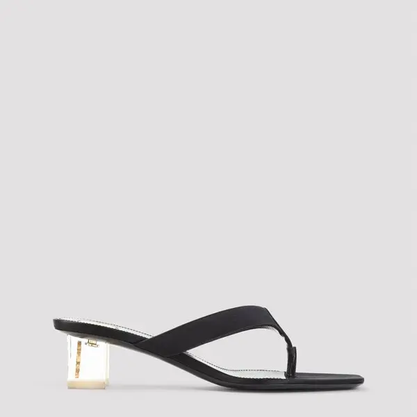 Saint Laurent Leather Thong Sandals With Satin Accents