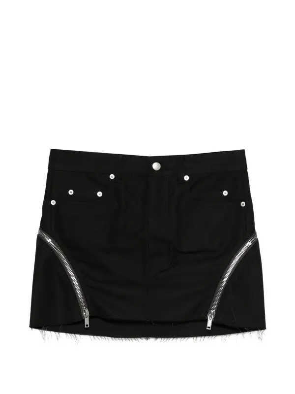 Rick Owens Front Button & Zip Mini Skirt With Belt Loops And Patch Pockets - Nero