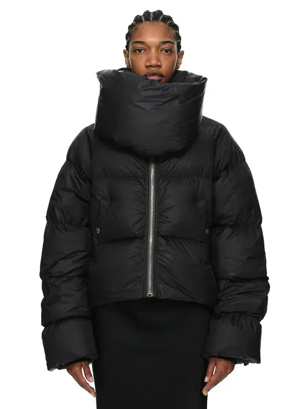 Rick Owens Padded Funnel Neck Zip Up Coat