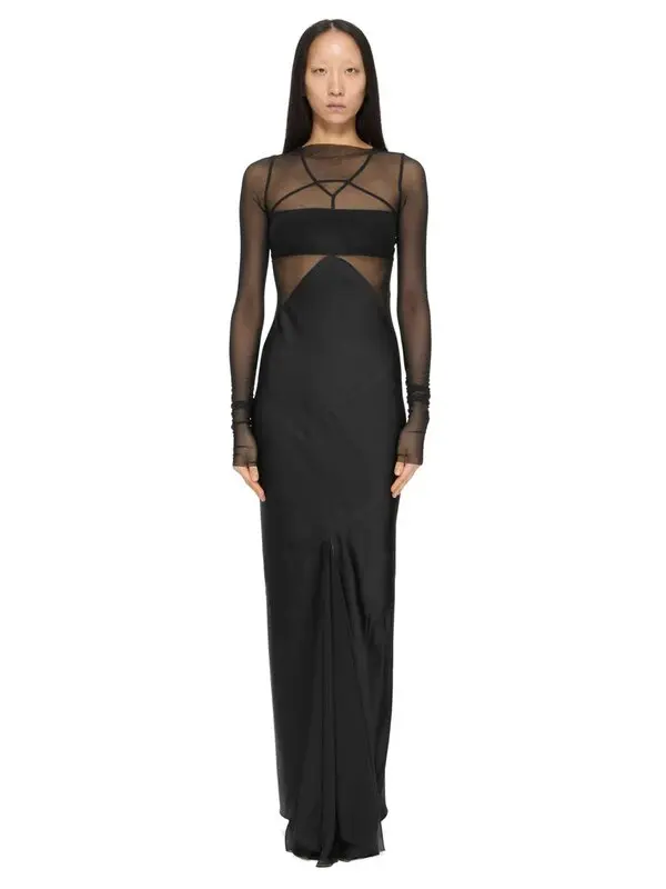 Rick Owens Sheer Mesh Gown - Nero