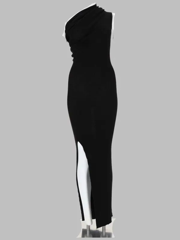 Rick Owens Draped One-shoulder Ribbed Midi Dress