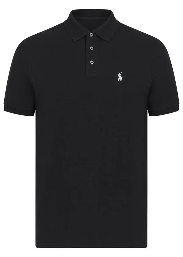 Polo Ralph Lauren Logo-embroidered Piqué Stretch-cotton Polo Shirt - Black