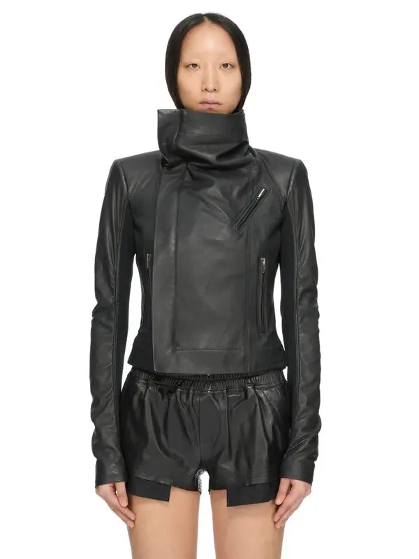 Rick Owens Double-breasted Lamb Leather Jacket - Nero