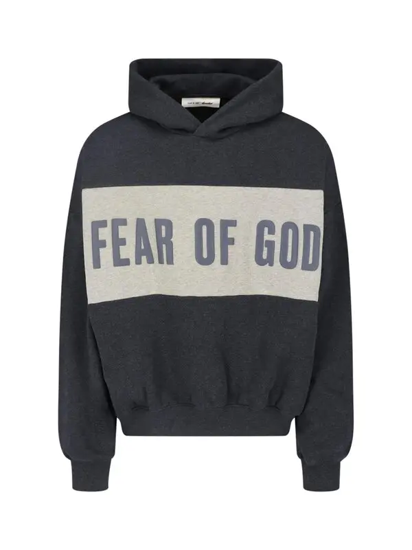 Fear Of God Logo Graphic Pullover Hoodie - Grey