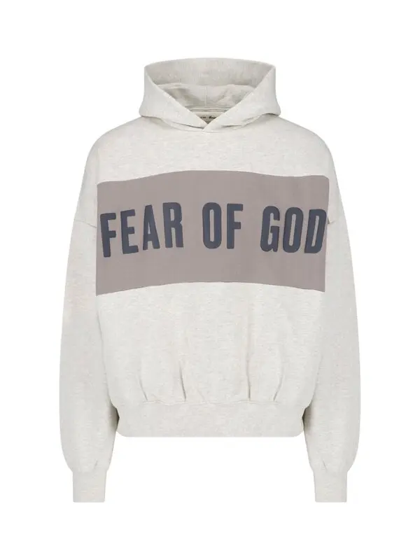 Fear Of God Logo Graphic Pullover Hoodie - Grey