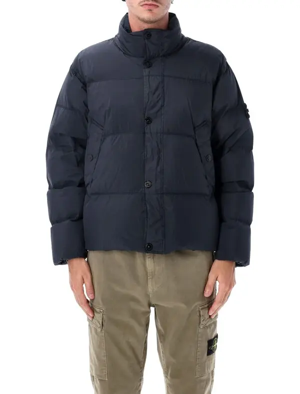 Stone Island Crinkle Nylon Down Puffer Jacket - Blu