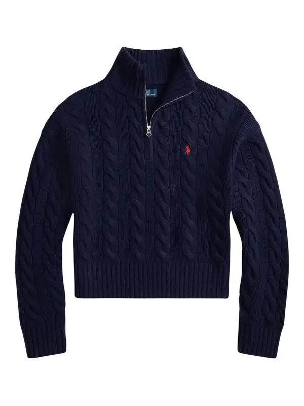 Ralph Lauren Wool-cashmere Cable Knit Quarter-zip Sweater