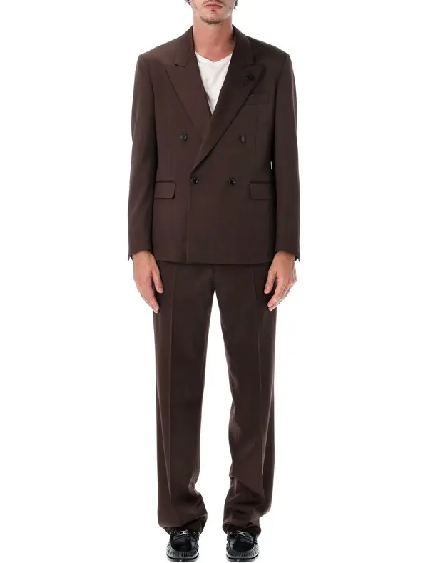 LARDINI Double-breasted Wool Suit - Marrone