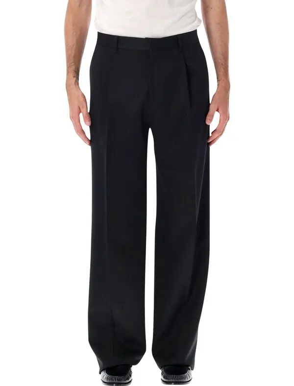 LARDINI Pleated Wool Gabardine Trousers
