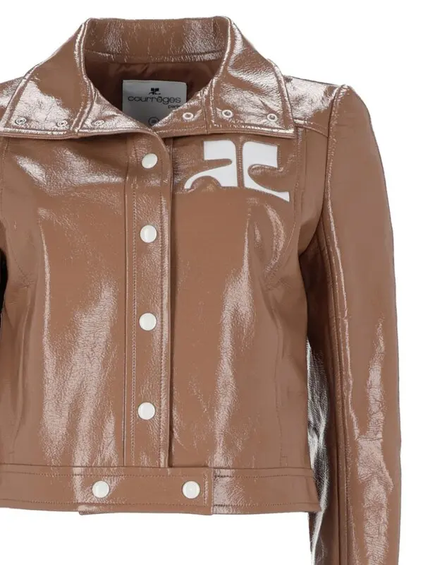 COURREGES Patent Finish Snap-front Jacket - Beige