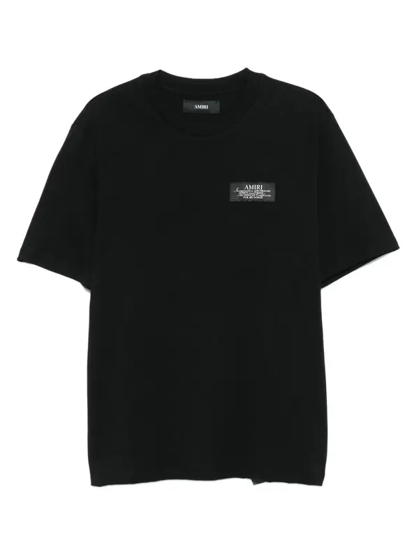 Amiri Crewneck T-shirt With Front Logo Label And Back Print - Nero