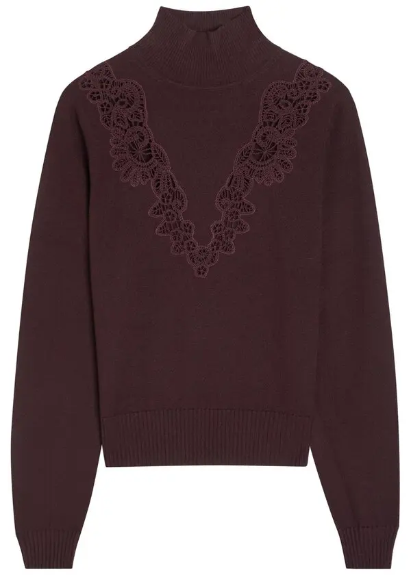 Zimmermann Valiant Lace-trim Wool Top - Brown