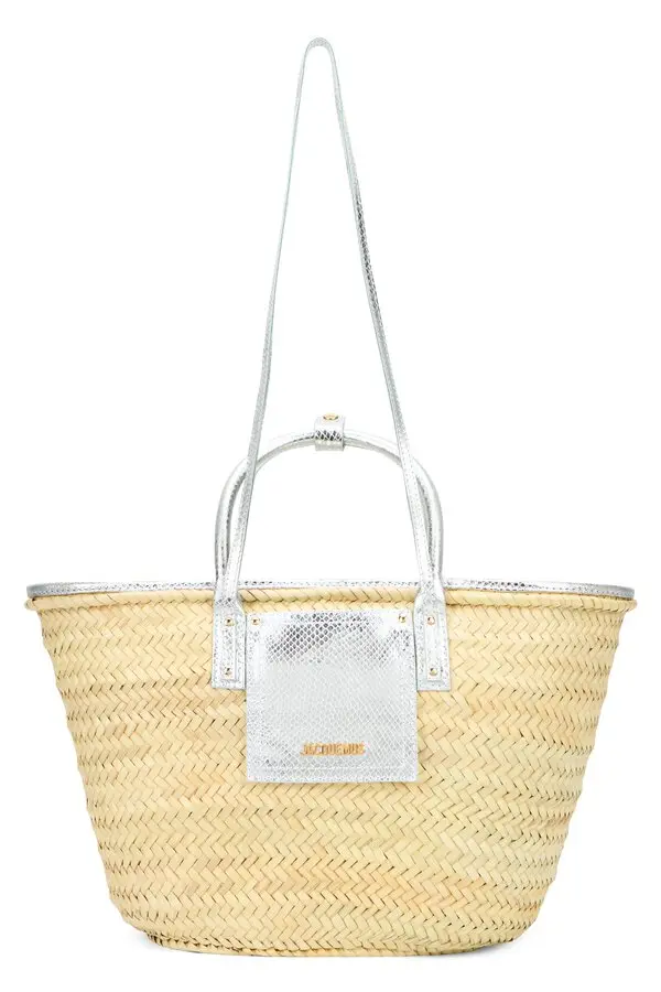 Jacquemus Le Panier Raffia Tote Bag With Silver Rope Handles