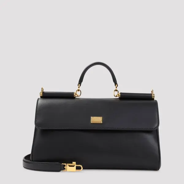 Dolce & Gabbana Sicily Leather Handbag With Woven Strap, W30 X H17 X D14 Cm