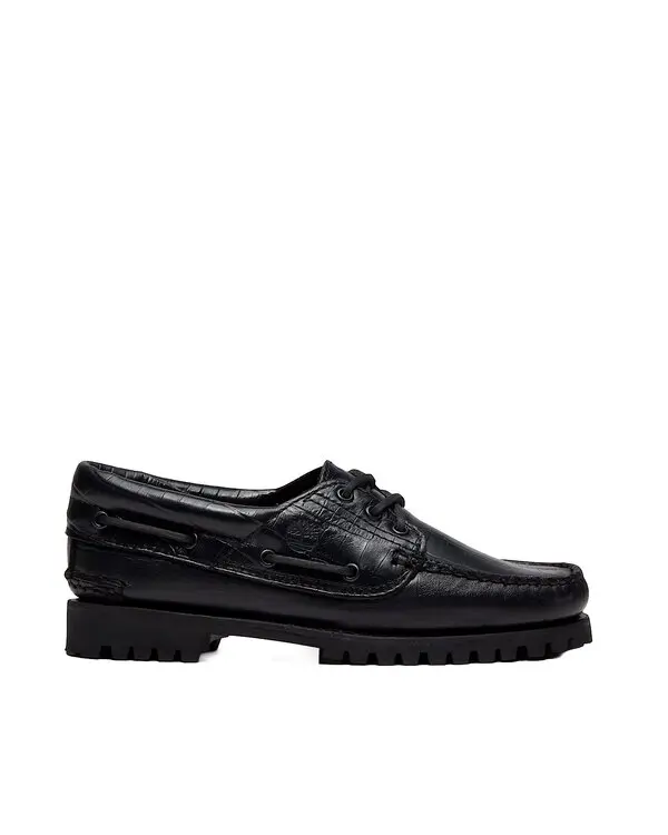 Timberland Leather Lace-up Boat Shoes - Black