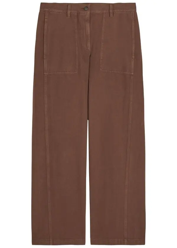 Eileen Fisher Wide-leg Cotton Trousers - Brown