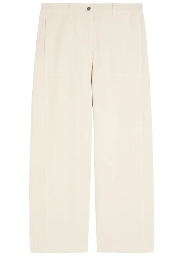 Eileen Fisher Wide-leg Cotton Trousers - Light Grey