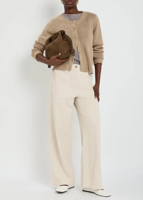 Eileen Fisher Wide-leg Organic Cotton Trousers - Light Grey