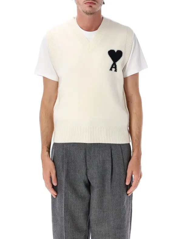AMI Paris Wool V-neck Sweater Vest