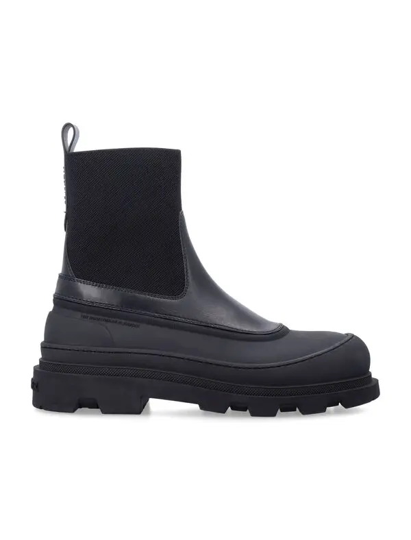 Moncler Leather Chelsea Boots With Elastic Sides And Technical Sole