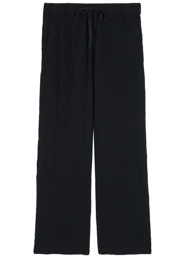 Eileen Fisher Straight-leg Seersucker Trousers - Black