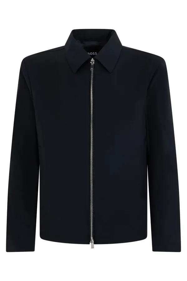 BOSS Modern Zip-front Virgin Wool Jacket With Classic Collar