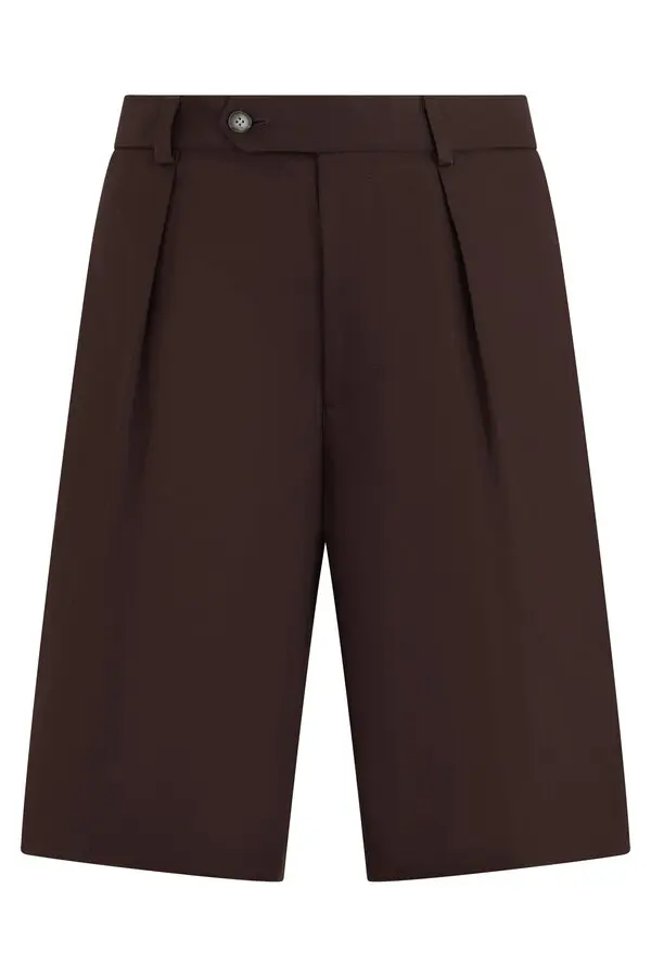 BOSS Pleated Short Pants With Zip And Button Closure