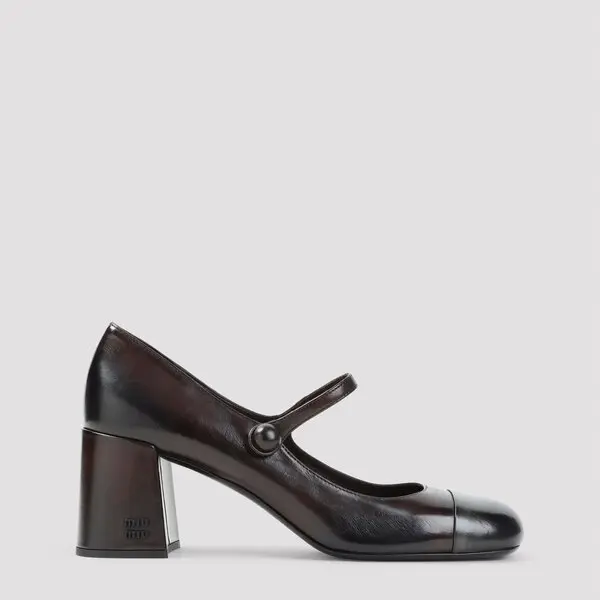 Miu Miu Mary Jane Pumps With 6.5 Cm Block Heel