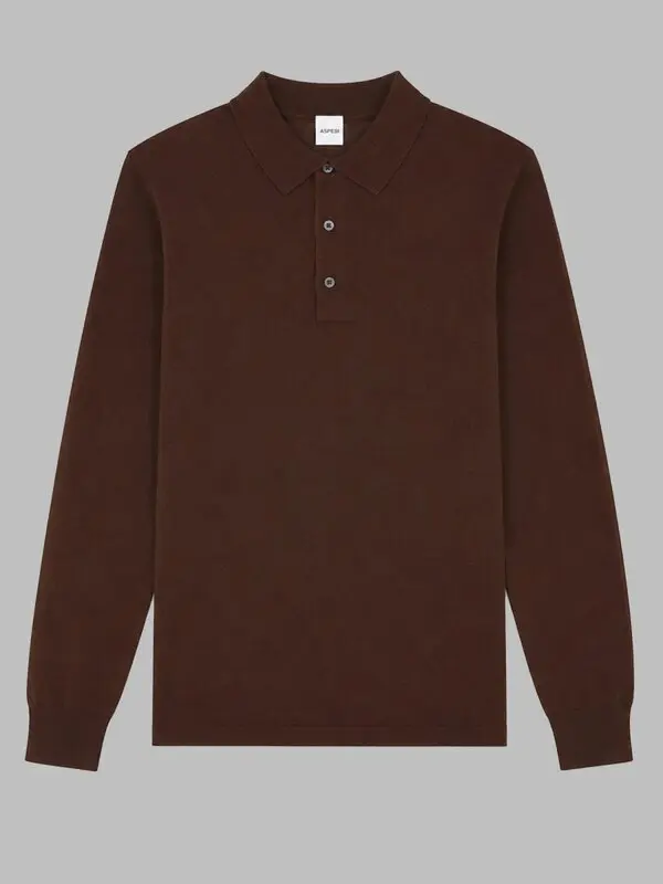 Aspesi Virgin Wool Long Sleeve Polo Sweater