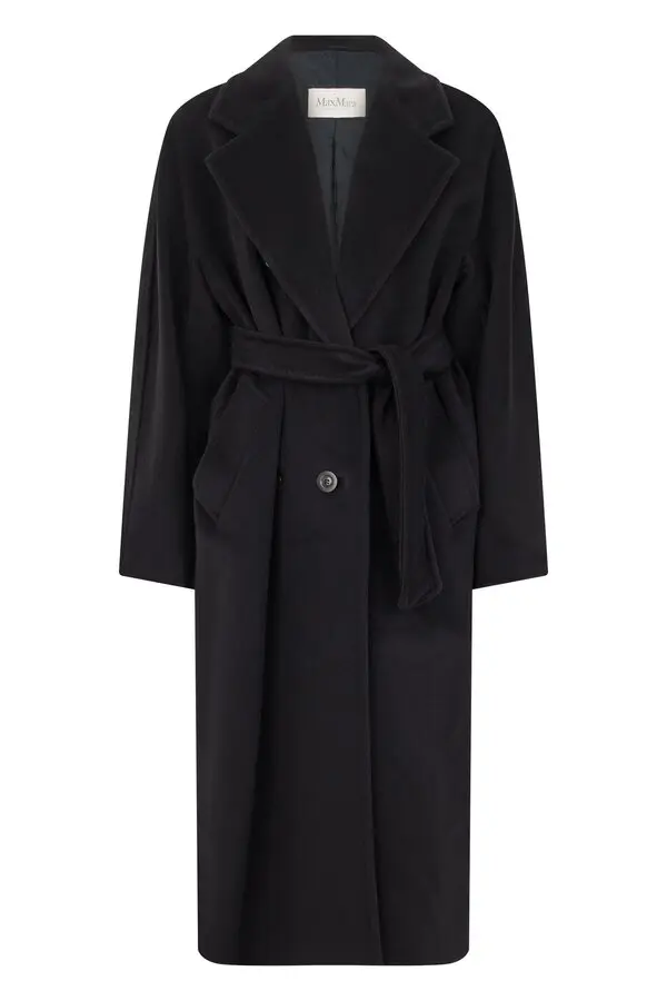Max Mara Long Wool-cashmere Belted Jacket - Black