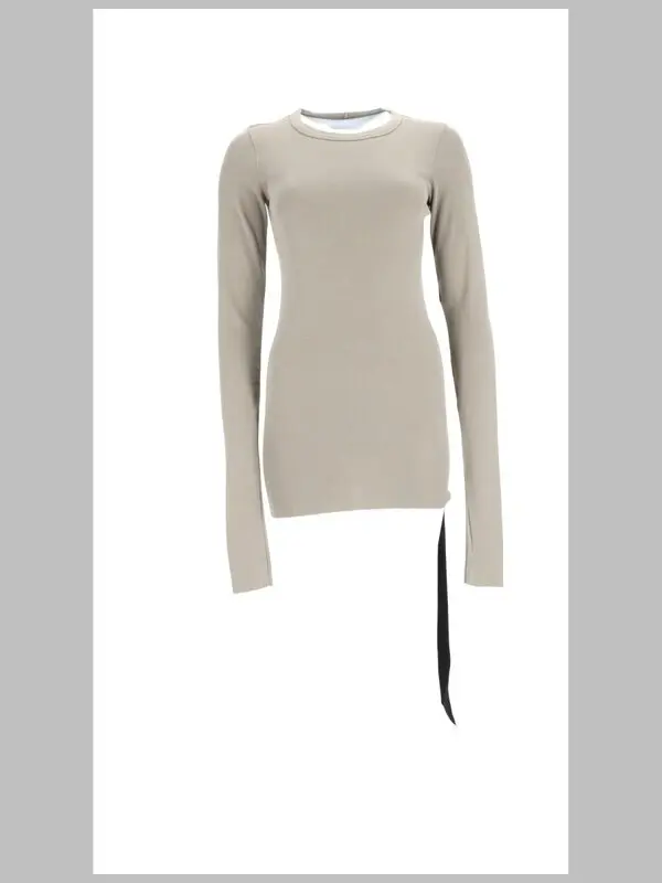 Rick Owens Long-sleeve Fitted Top With Side Slit - Grey