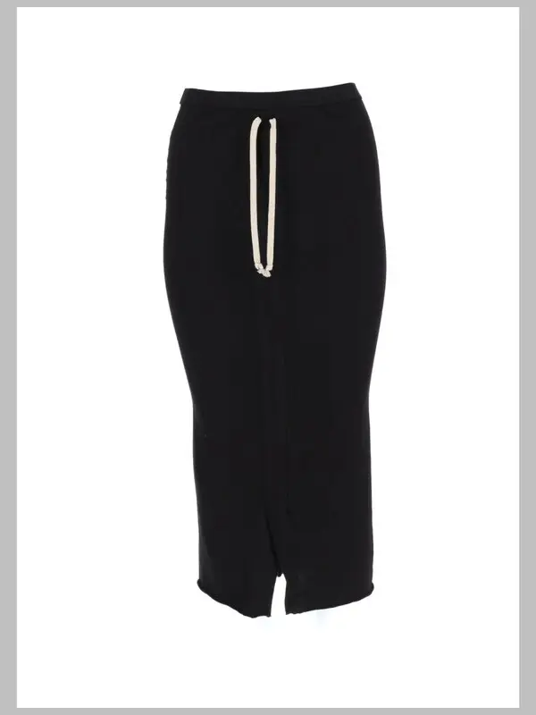 Rick Owens Cotton Drawstring Midi Skirt - Black