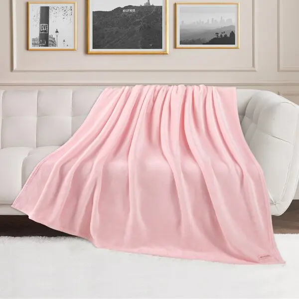 Juicy Couture Plush Oversized Throw Blanket - Light Pink