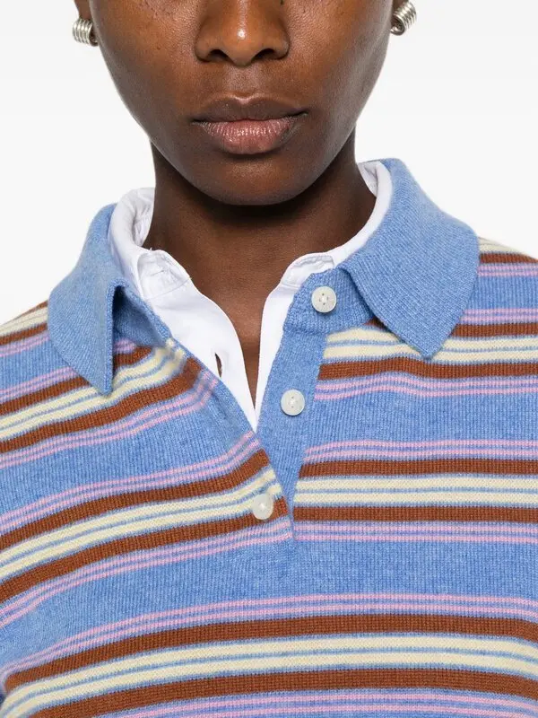 Guest In Residence Striped Cashmere Polo Shirt