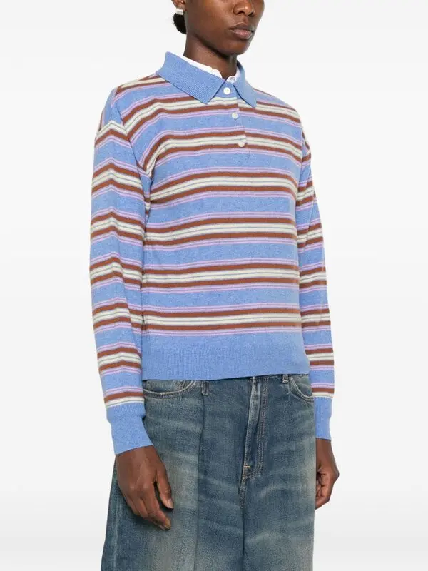 Guest In Residence Striped Cashmere Polo Shirt