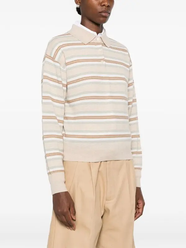 Guest In Residence Striped Cashmere Polo Shirt - Beige