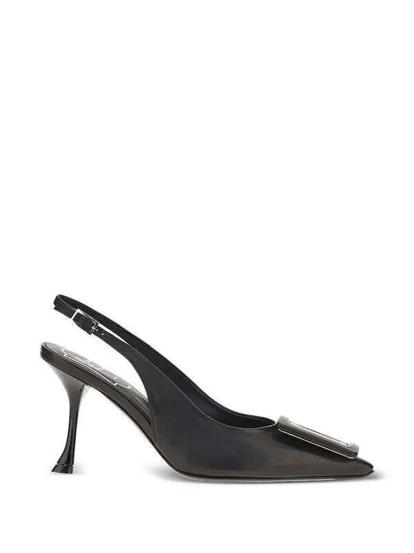 ROGER VIVIER Viv Ville Leather Slingback Pumps - Black
