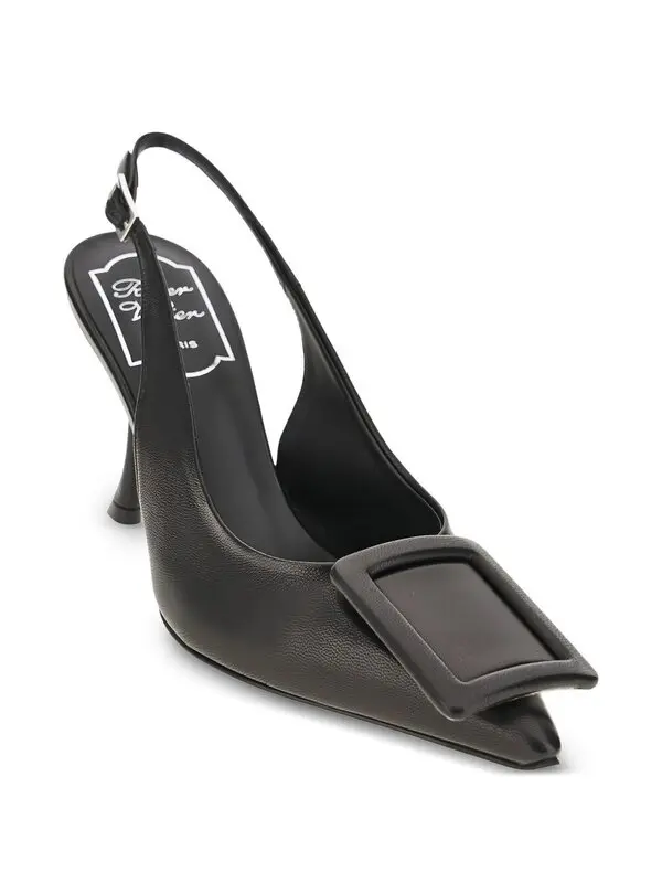 ROGER VIVIER Viv Ville Leather Slingback Pumps - Black